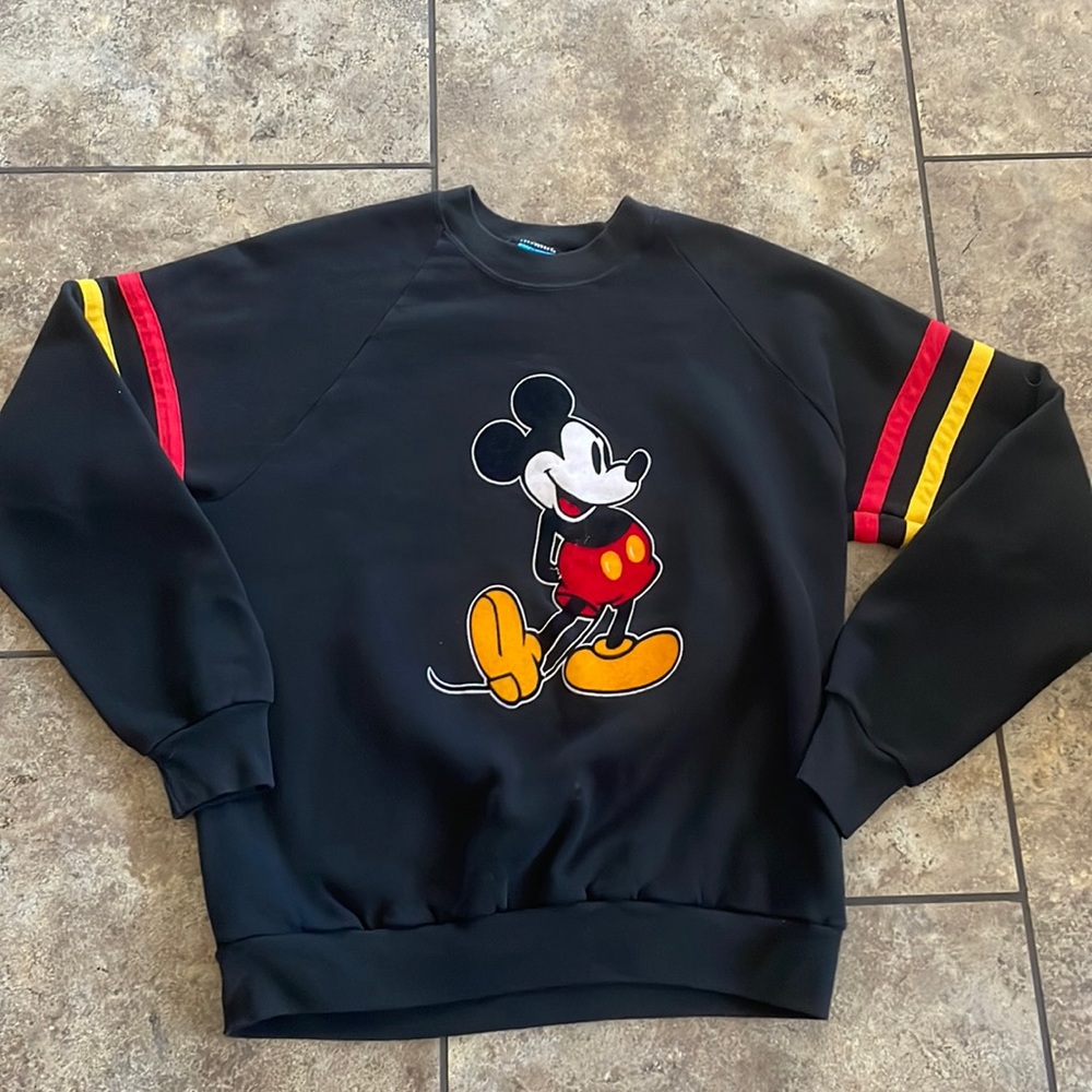 Vintage 80s Mickey Mouse Felt Graphic Made In Usa Swe… - Gem